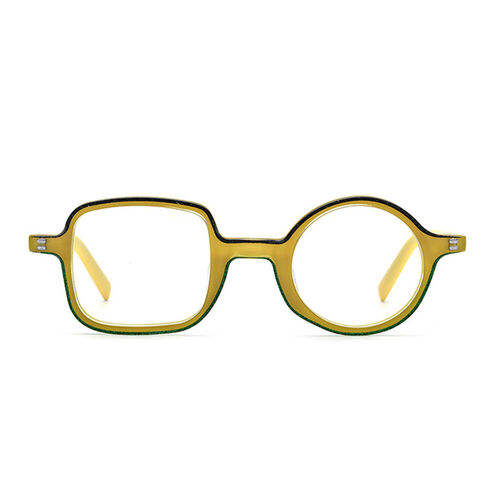 Enid Square Round Yellow Glasses - Aoolia.com