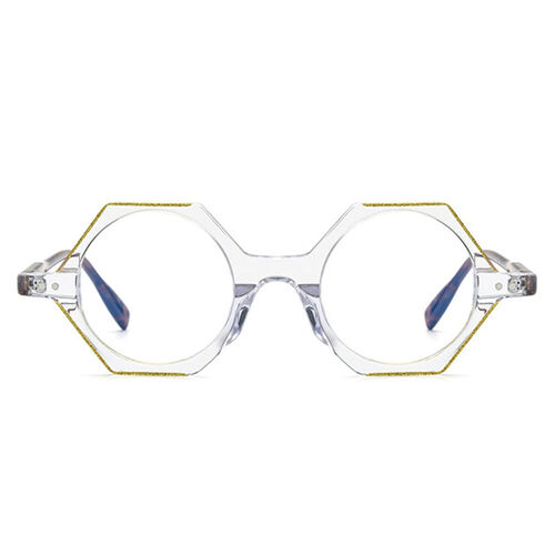 Heather Geometric Gold Brown Glasses