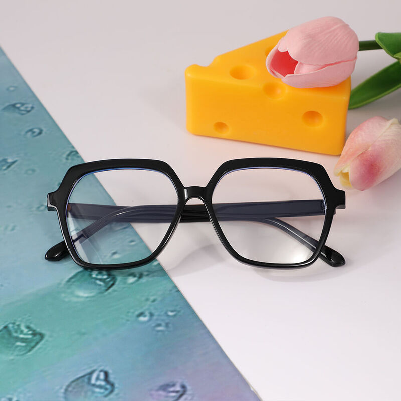 Erne Geometric Black Glasses